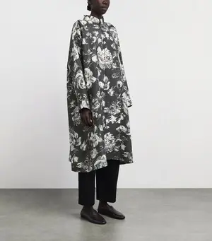 Eskandar Linen A-line Floral Print Jacket
