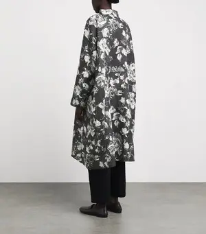 Eskandar Linen A-line Floral Print Jacket