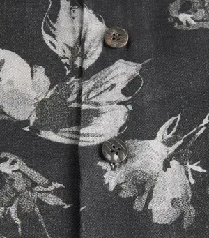 Eskandar Linen A-line Floral Print Jacket