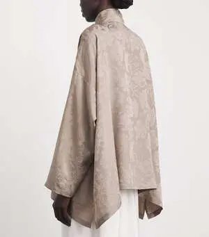 Eskandar Silk Jacquard Mandarin Collar Shirt