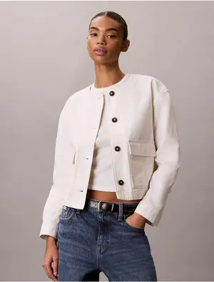 Calvin Klein Cotton Canvas Cropped Jacket - Tofu