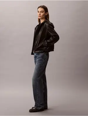 Calvin Klein Faux Leather Hooded Jacket