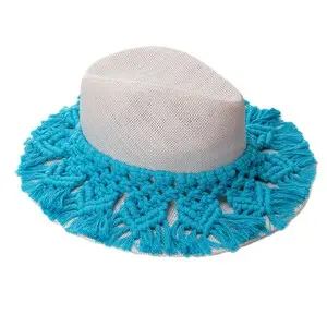 SPEIRA Panama Style Hat Macrame Mykonian - Blue