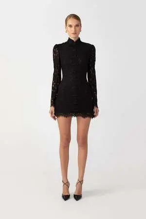 SAU LEE Raine Lace Mini Dress - Black