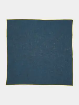 Borgo Delle Tovaglie Linen Napkin With Cord Embroidery - Blue