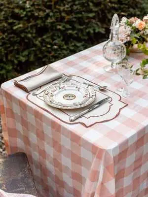 Borgo Delle Tovaglie Adele Linen Placemat In Sea Salt And Terracotta - Red