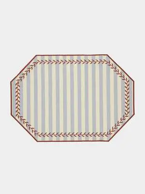 Borgo Delle Tovaglie Lauro Cotton Placemat In Capri Stripe And Terracotta - Blue