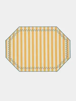 Borgo Delle Tovaglie Lauro Cotton Placemat In Capri Stripe Pumpkin And Dolphin - Orange