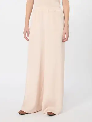 Max Mara Relaxed Fit Heavy Silk Wide-leg Trousers With Monogram Detail