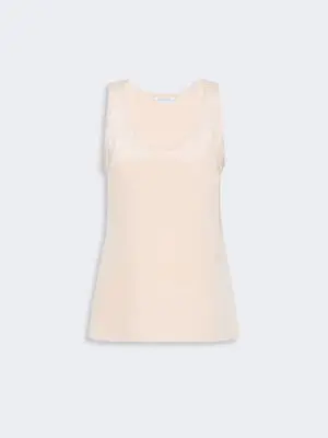 Max Mara Silk Crepe De Chine Sleeveless Top With Monogram Detail - Pink