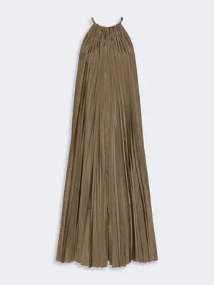 Max Mara Sleeveless Plissé-pleated Taffeta Maxi Dress - Mud