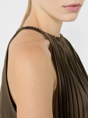 Max Mara Sleeveless Plissé-pleated Taffeta Maxi Dress