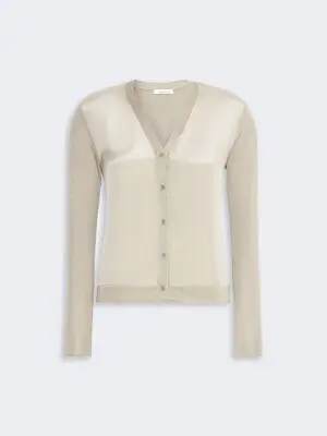 Max Mara Cashmere And Silk Blend Cardigan With Silk Crepe De Chine Insert