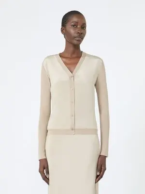 Max Mara Cashmere And Silk Blend Cardigan With Silk Crepe De Chine Insert