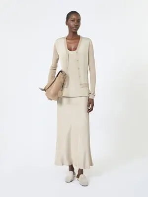 Max Mara Cashmere And Silk Blend Cardigan With Silk Crepe De Chine Insert