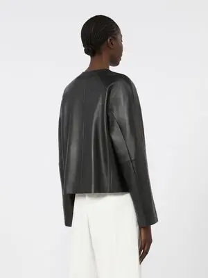 Max Mara Nappa Leather Crew-neck Jacket