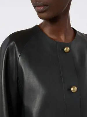 Max Mara Nappa Leather Crew-neck Jacket