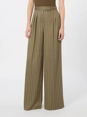 Max Mara Pinstriped Viscose And Wool Jersey Wide-leg Trousers