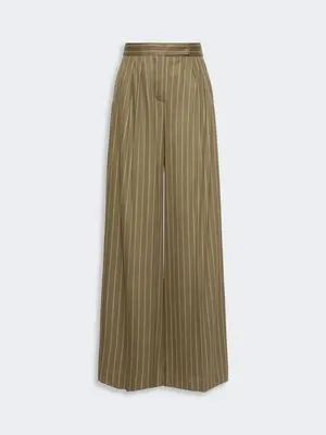 Max Mara Pinstriped Viscose And Wool Jersey Wide-leg Trousers