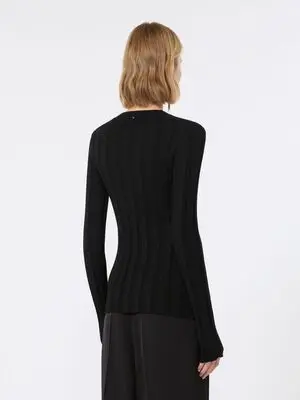 Max Mara Slim-fit Rib-knit Viscose Cardigan With V-neckline