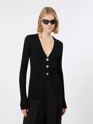 Max Mara Slim-fit Rib-knit Viscose Cardigan With V-neckline
