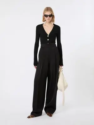 Max Mara Slim-fit Rib-knit Viscose Cardigan With V-neckline