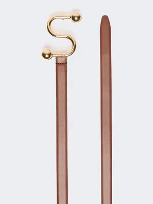 Max Mara Leather Skinny Belt With S-shaped Buckle