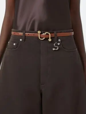 Max Mara Leather Skinny Belt With S-shaped Buckle