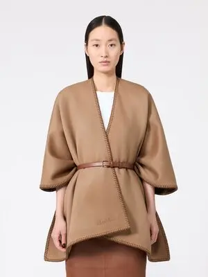 Max Mara Double Wool Broadcloth Cloak With Leather Belt