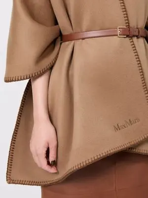 Max Mara Double Wool Broadcloth Cloak With Leather Belt