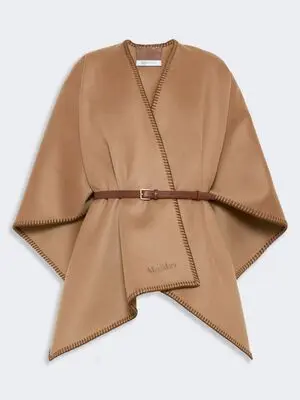 Max Mara Double Wool Broadcloth Cloak With Leather Belt