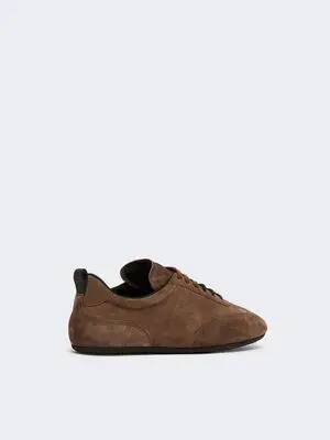 Max Mara Flat Suede Trainers - Dark Brown