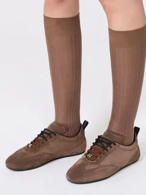 Max Mara Flat Suede Trainers - Dark Brown