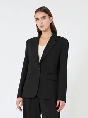 Max Mara Single-breasted Stretch Wool Blazer - Black
