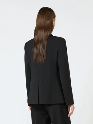 Max Mara Single-breasted Stretch Wool Blazer - Black