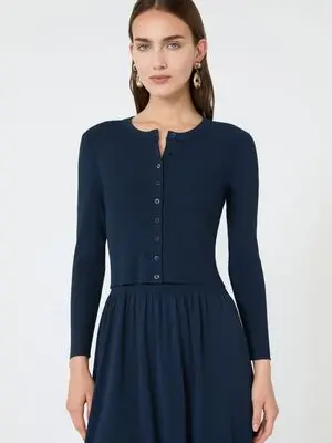 Max Mara Fine Rib-knit Viscose Cardigan