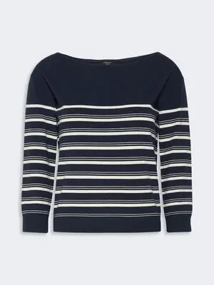 Max Mara Stockinette-stitched Stretch Viscose Yarn Sweater With Boat Neck And 3/4 Sleeves