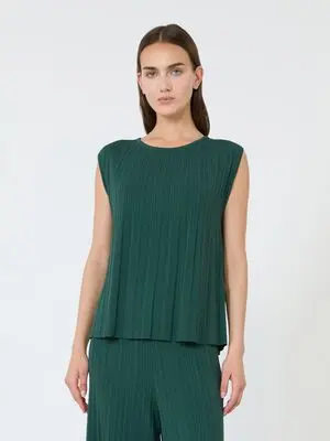 Max Mara Sleeveless Plissé-pleated Viscose Sweater