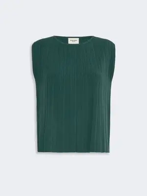 Max Mara Sleeveless Plissé-pleated Viscose Sweater
