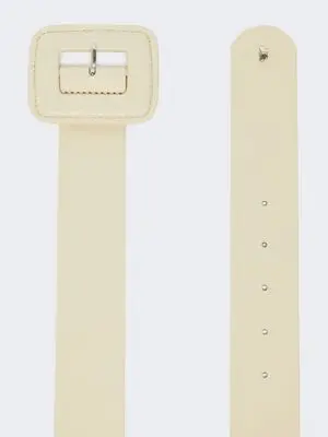 Max Mara Shiny Nappa Leather Belt - Ivory