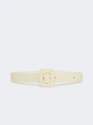 Max Mara Shiny Nappa Leather Belt - Ivory