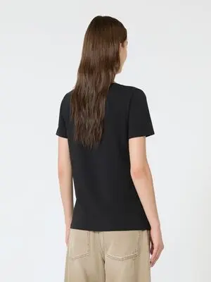 Max Mara Stretch Cotton Jersey T-shirt With Butterfly Logo - Black
