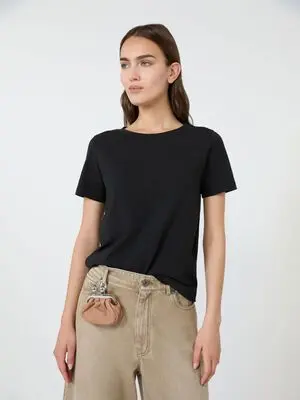 Max Mara Stretch Cotton Jersey T-shirt With Butterfly Logo - Black