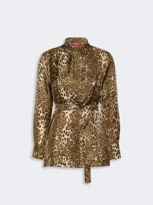 Max Mara Printed Silk Twill Shirt With Belt