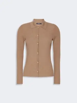 Max Mara Fitted Ribbed Knit Wool Cardigan