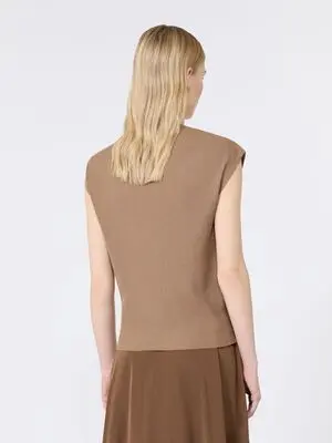 Max Mara Ribbed Wool Gilet With V-neck