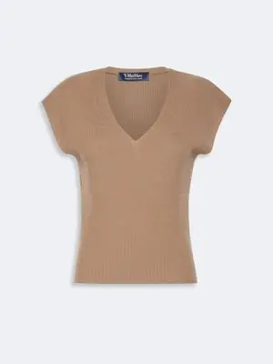 Max Mara Ribbed Wool Gilet With V-neck