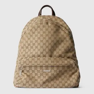 Gucci Gg Canvas Backpack With Leather Trim