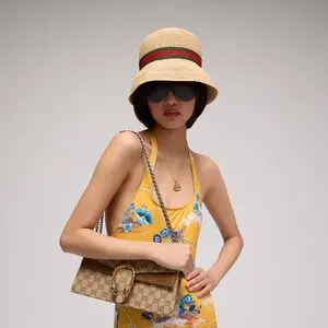 Gucci Woven Straw Hat With Web Detail