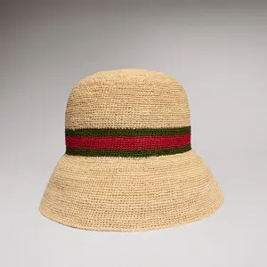 Gucci Woven Straw Hat With Web Detail